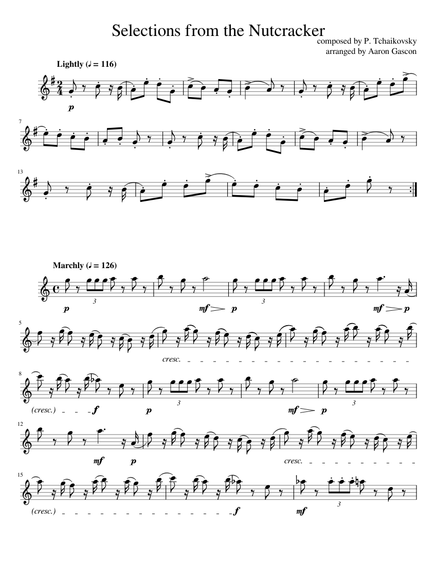Nutcracker Arrangement for Alto Sax Sheet Music for Saxophone alto ...