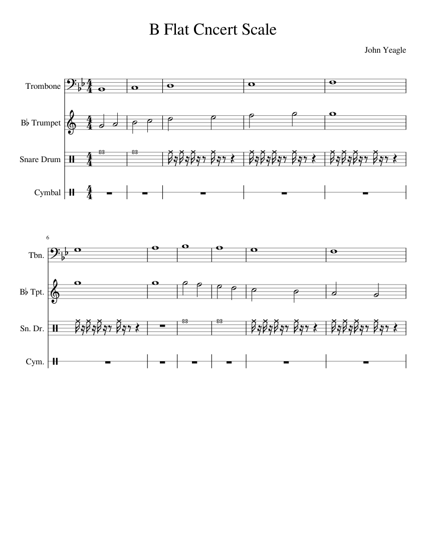 B Flat Cncert Scale Sheet music for Piano, Trombone, Trumpet in b-flat ...