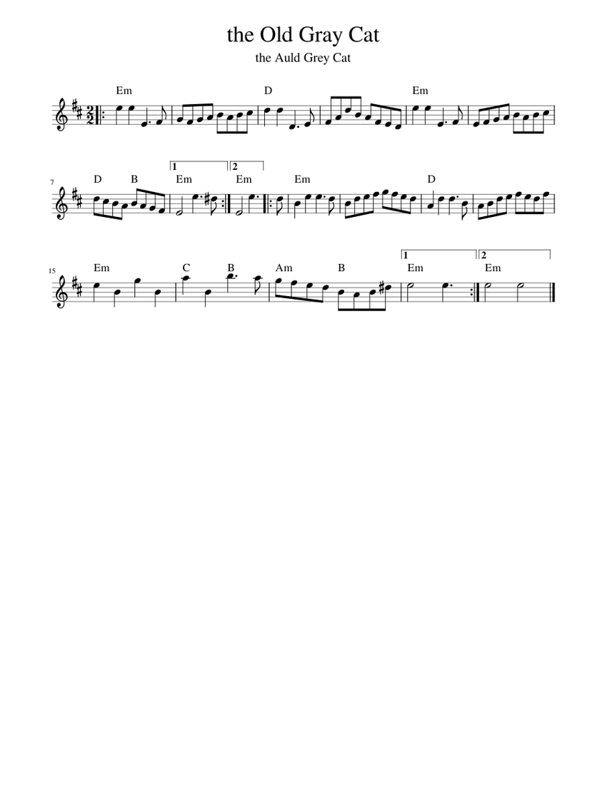 the Old Gray Cat Sheet music for Piano (Solo) Easy | Musescore.com