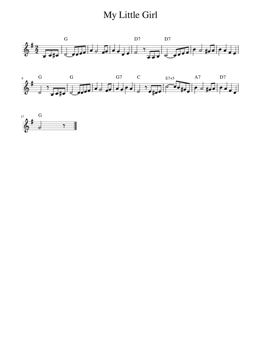 My Little Girl Sheet Music with Chords for Piano (Solo) easy ...