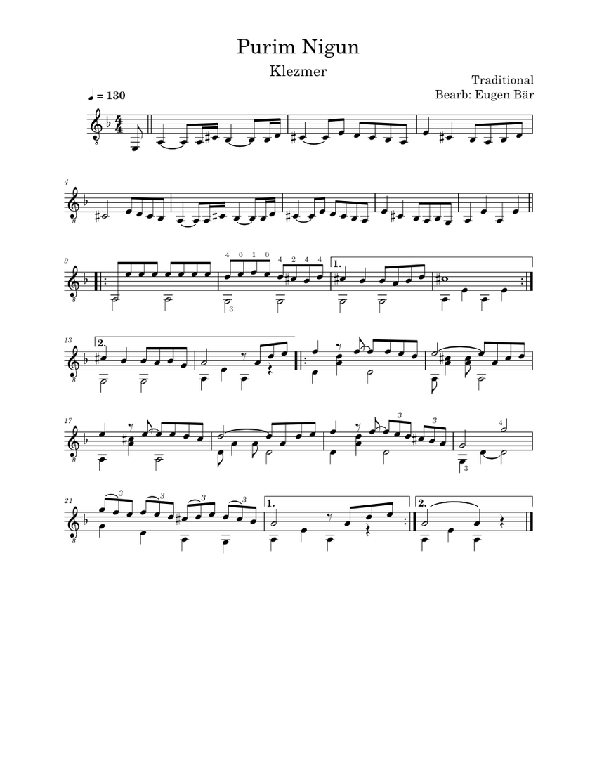 Purim Niggun Sheet music for Guitar (Solo) | Musescore.com