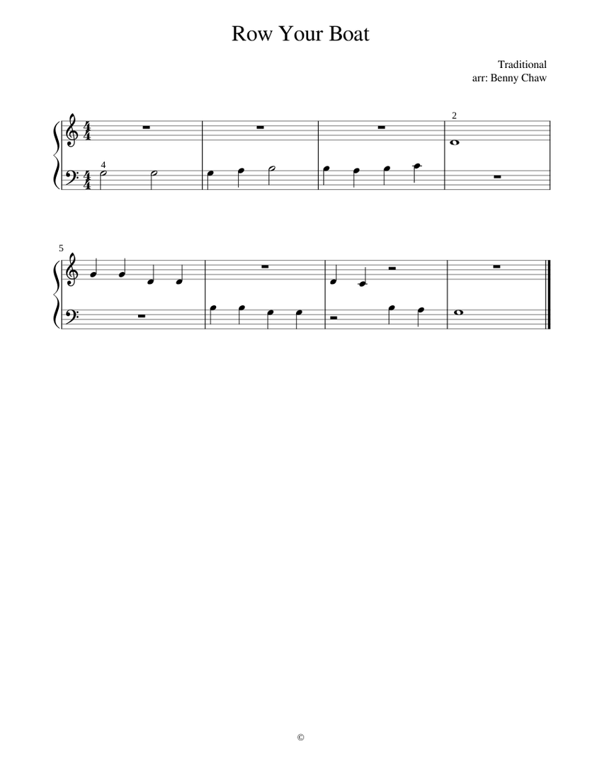Row Your Boat Sheet Music for Piano (Solo) Easy | MuseScore.com