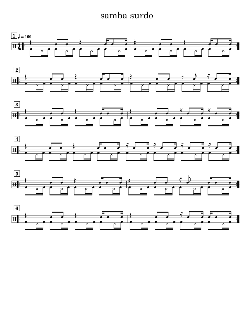 samba surdo Sheet Music for Drum group (Solo) | MuseScore.com