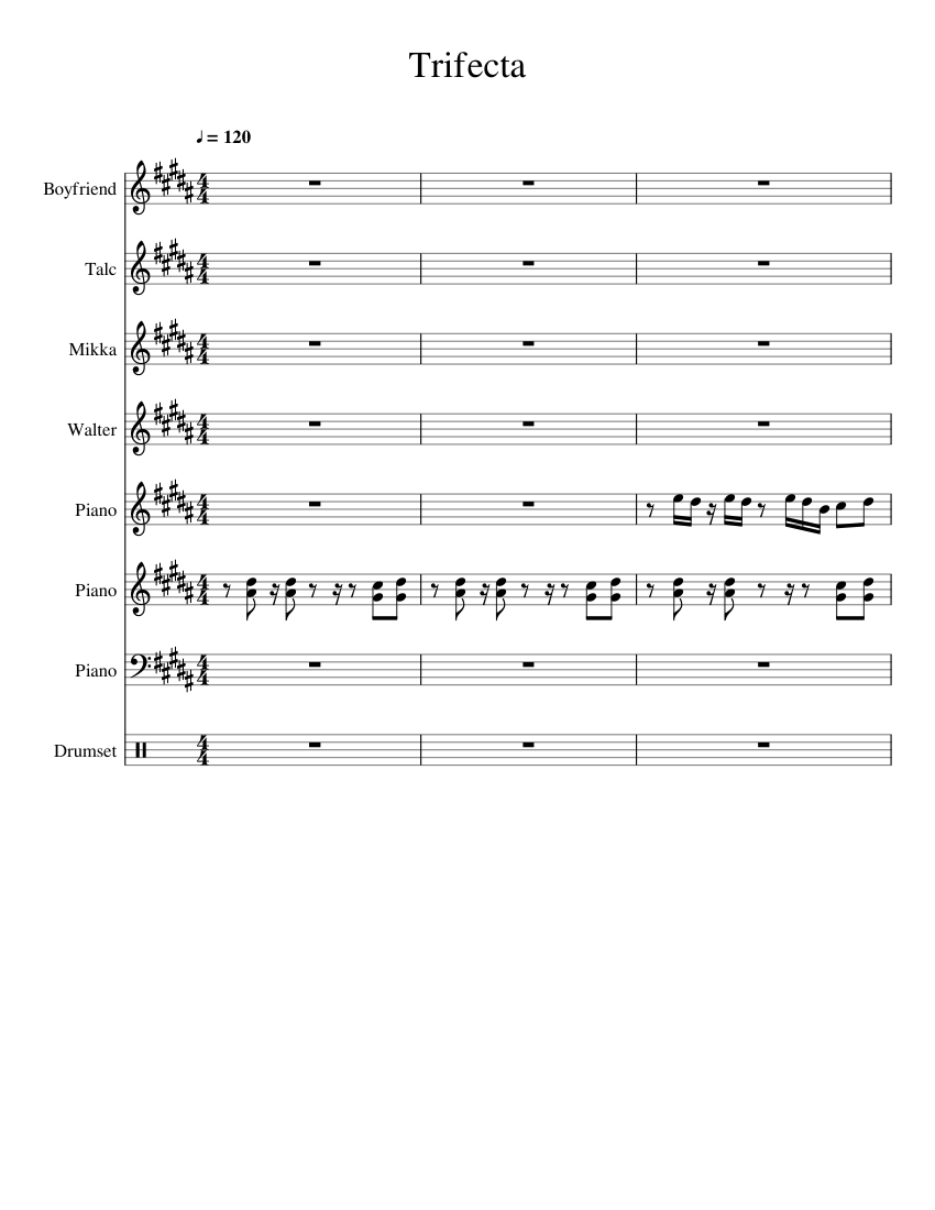 Trifecta Sheet Music for Piano, Vocals, Drum group (Mixed Ensemble ...