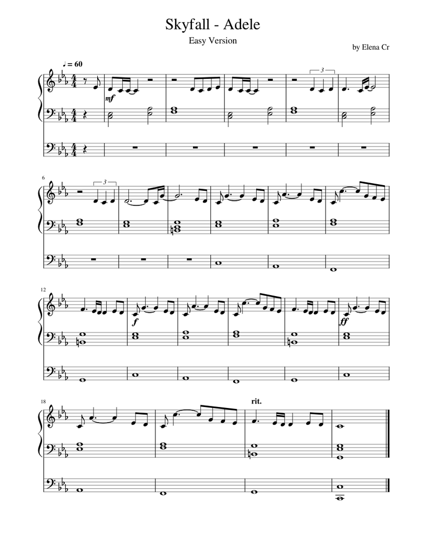 Skyfall - Adele Sheet music for Piano (Solo) Easy | Musescore.com