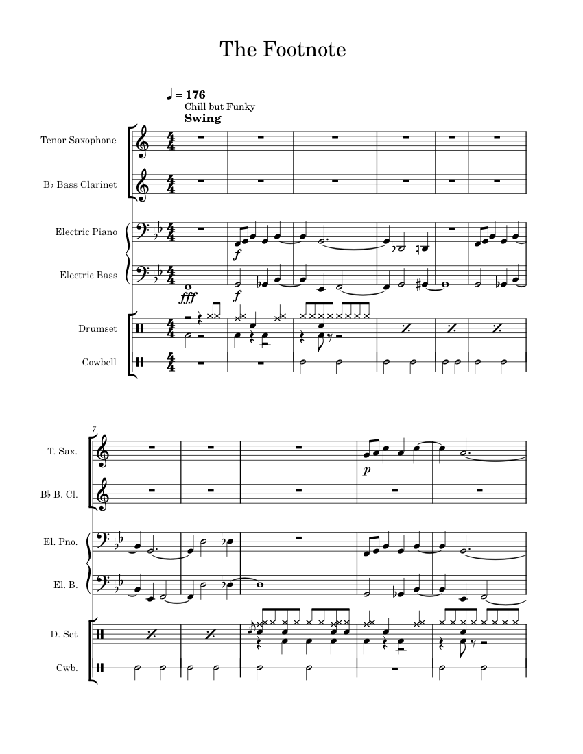 The Footnote Sheet music for Piano, Clarinet bass, Saxophone tenor ...