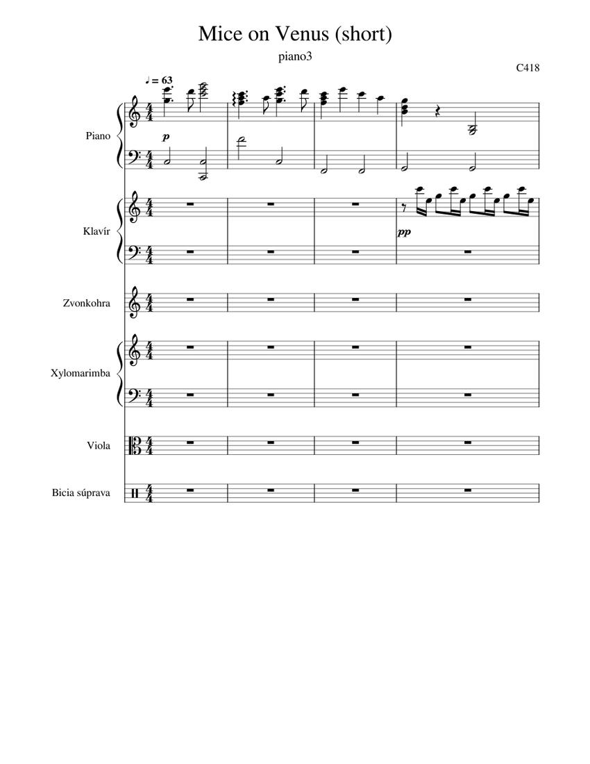 C418 - Mice on Venus (Old Version) Sheet music for Piano, Glockenspiel ...