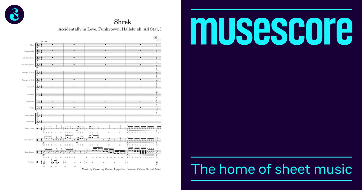 Shrek 25 Sheet Music for Trombone, Tuba, Flute, Saxophone alto & more ...