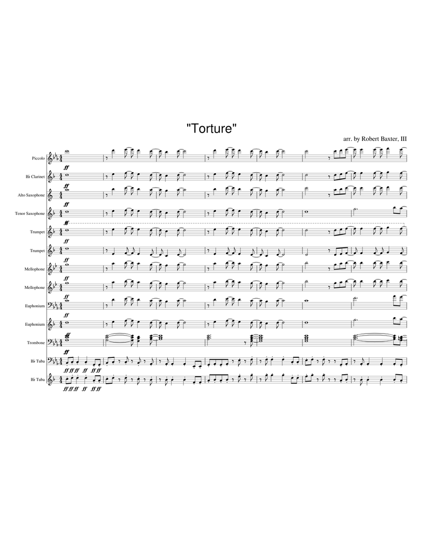 "Torture" Sheet music for Trombone, Euphonium, Tuba, Mellophone & more instruments (Mixed ...