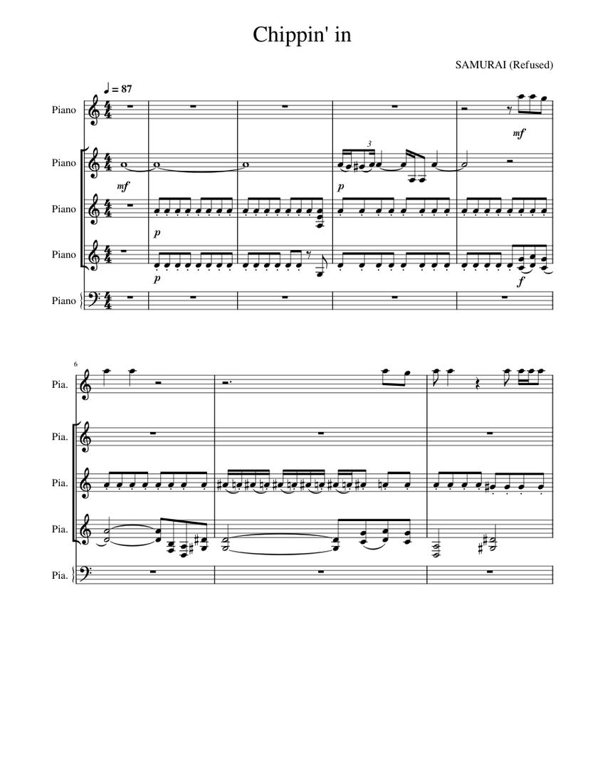 Chippin' in Sheet Music for Piano (Concert Band) | MuseScore.com