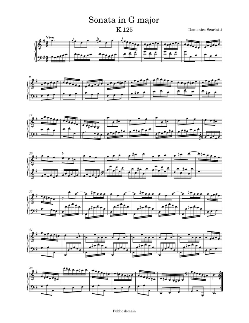 Sonata in G Major K.125 – Domenico Scarlatti Sheet Music for Harpsichord (Solo) | MuseScore.com