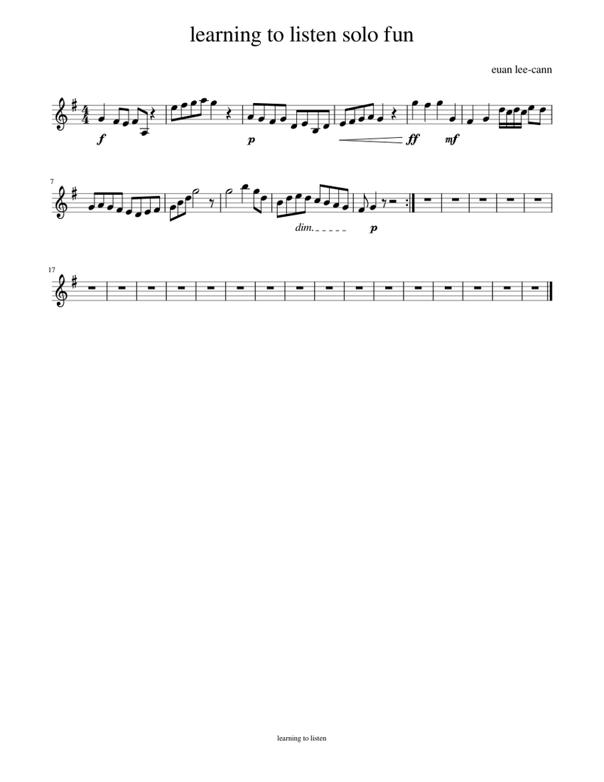 learning to listen solo fun Sheet music for Clarinet in b-flat (Solo ...
