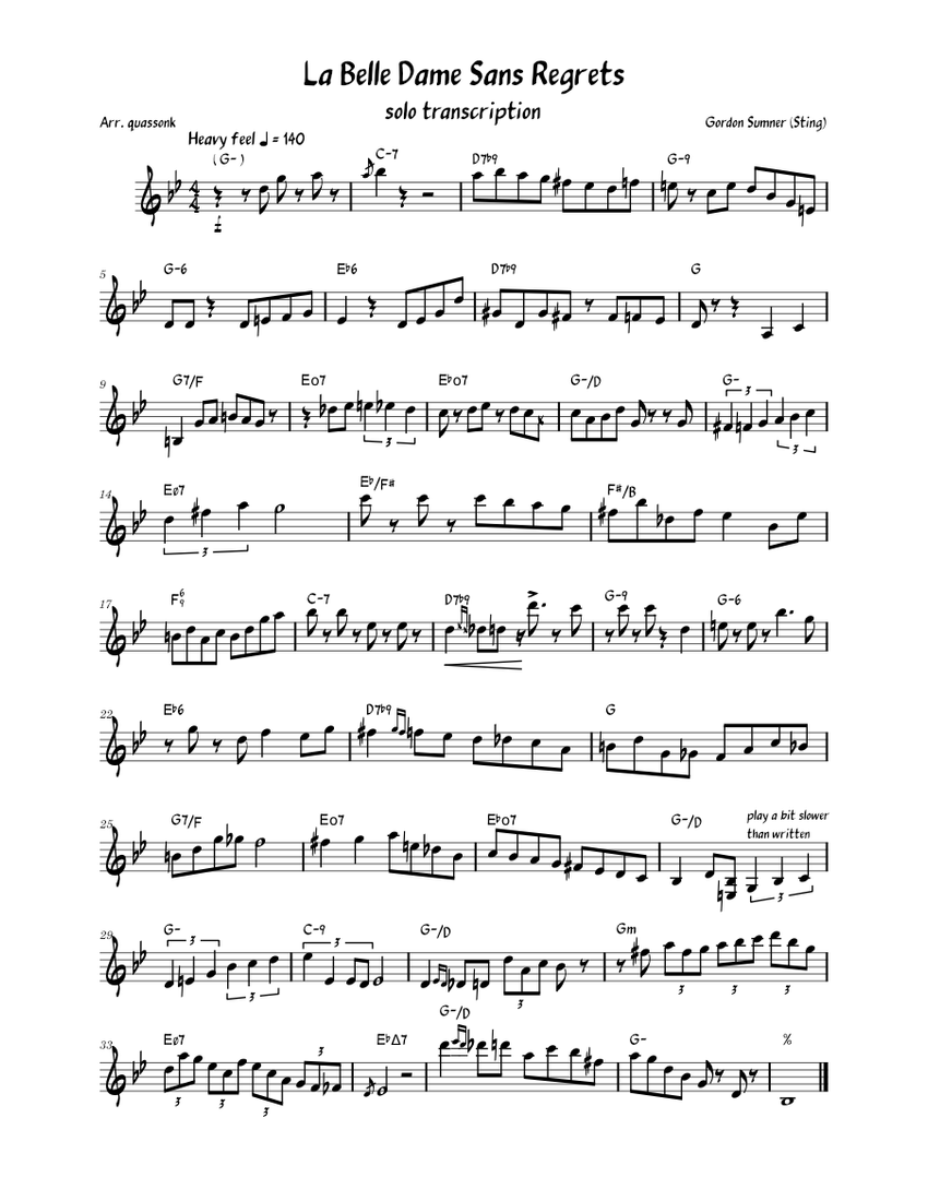 La belle dame sans regrets (Piano Solo) Sheet music for Piano (Solo) Easy | Musescore.com
