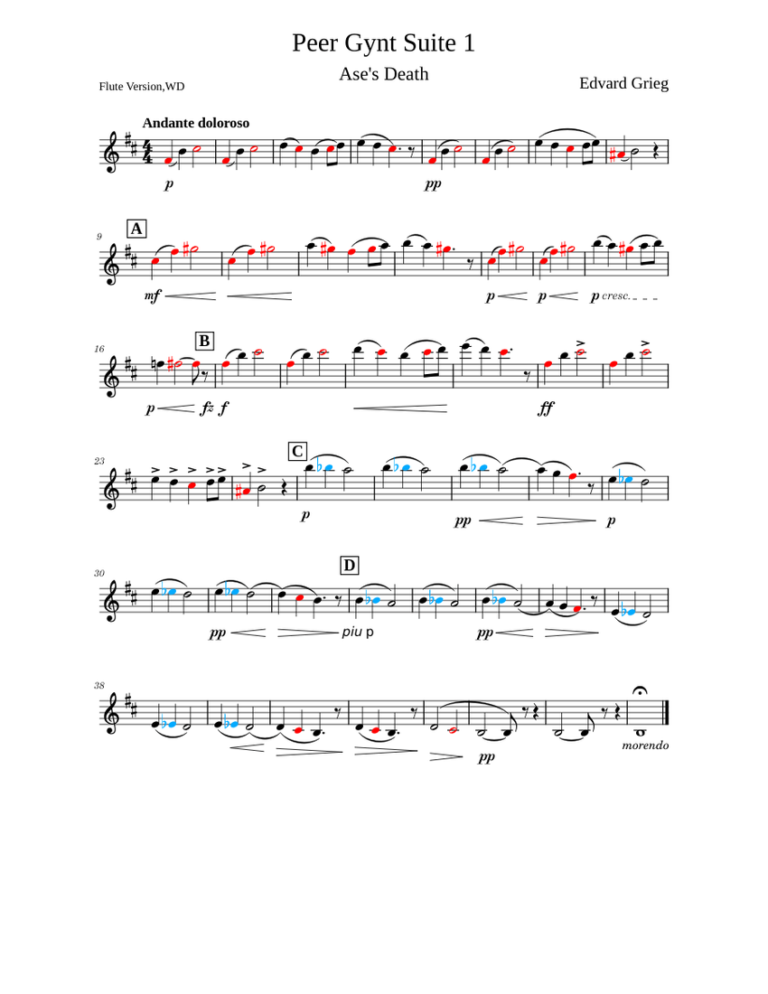 02-Edward Grieg-Ases Death-Peer Gynt-flute Sheet music for Saxophone ...