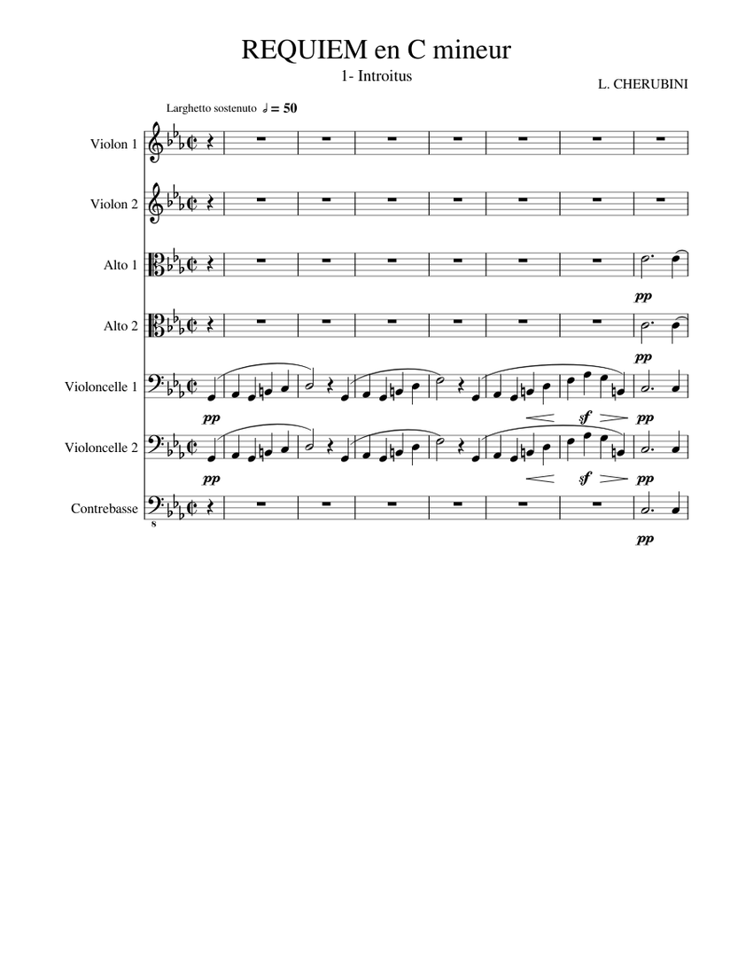 CHERUBINI - Requiem en C mineur - 1 Introitus Sheet music for ...