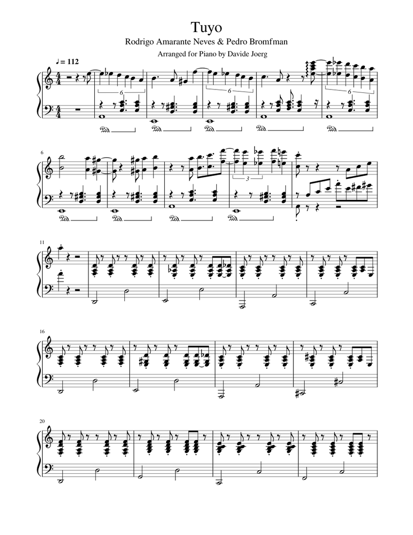 Tuyo Sheet music for Piano (Solo) | Musescore.com