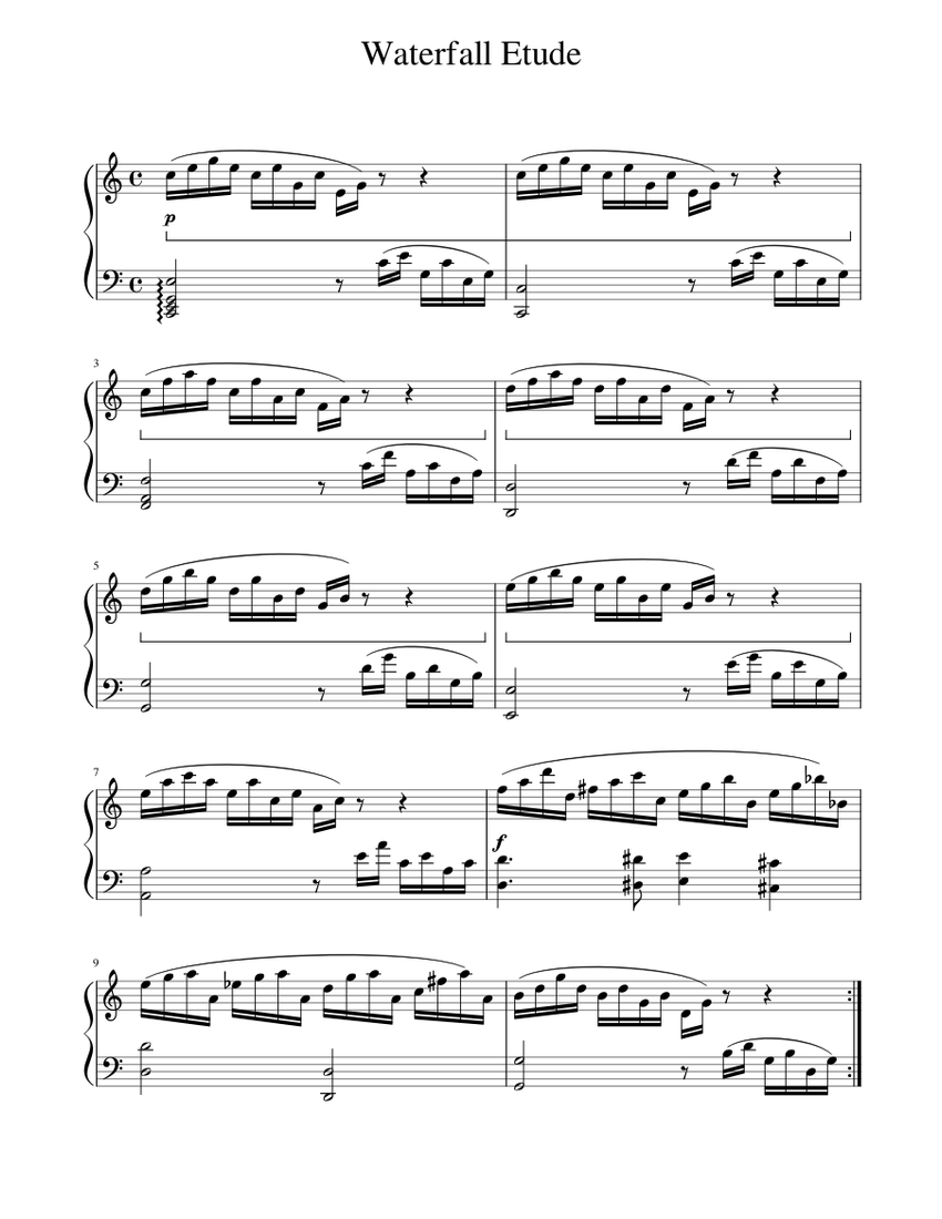 Waterfall etude Sheet music for Piano (Solo) | Musescore.com