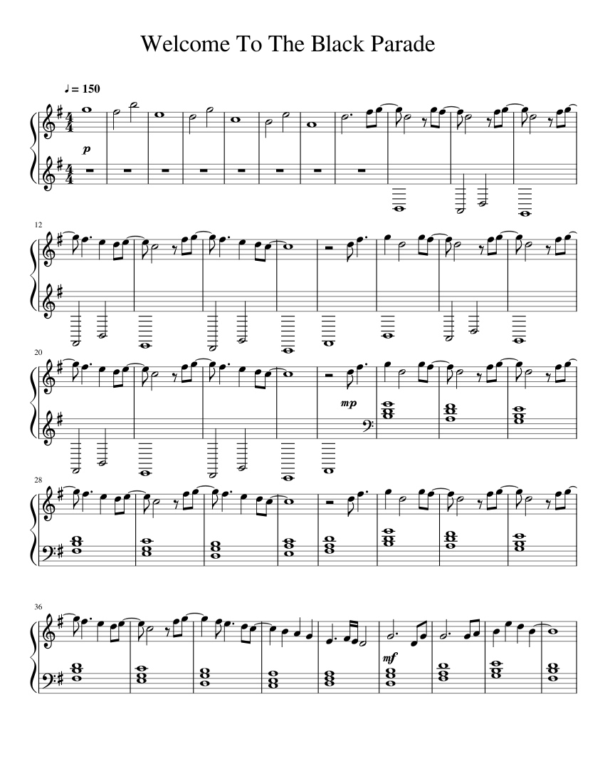 Black Parade Piano Notes