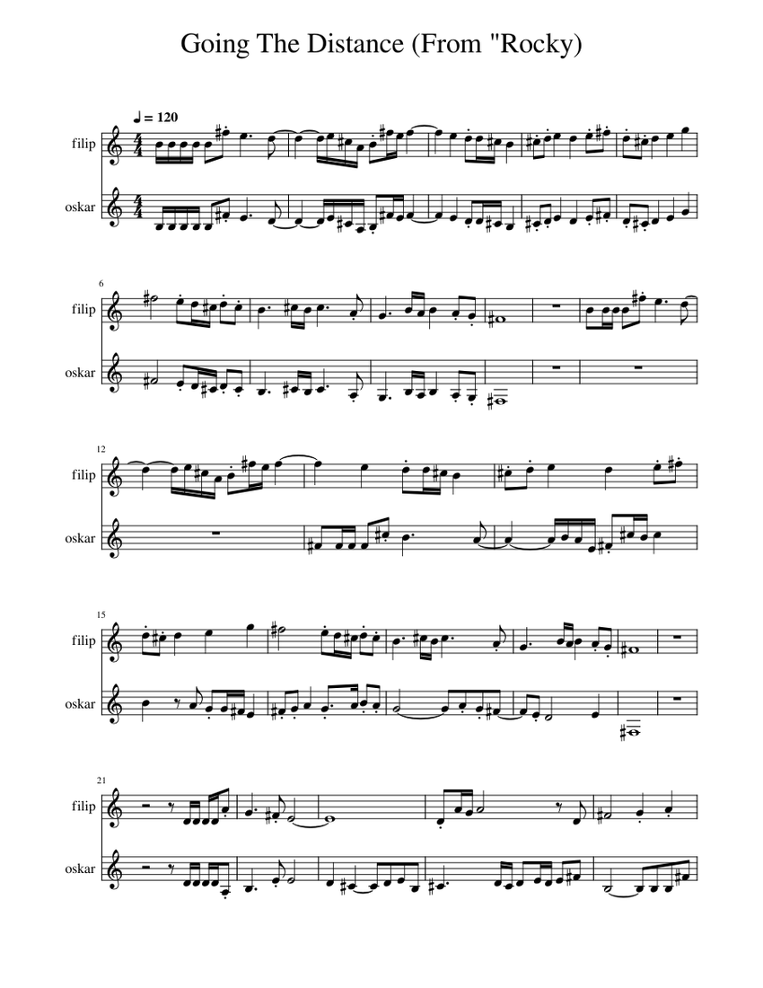 Going The Distance ROCKY Sheet Music for Trumpet in b-flat (Brass Duet ...