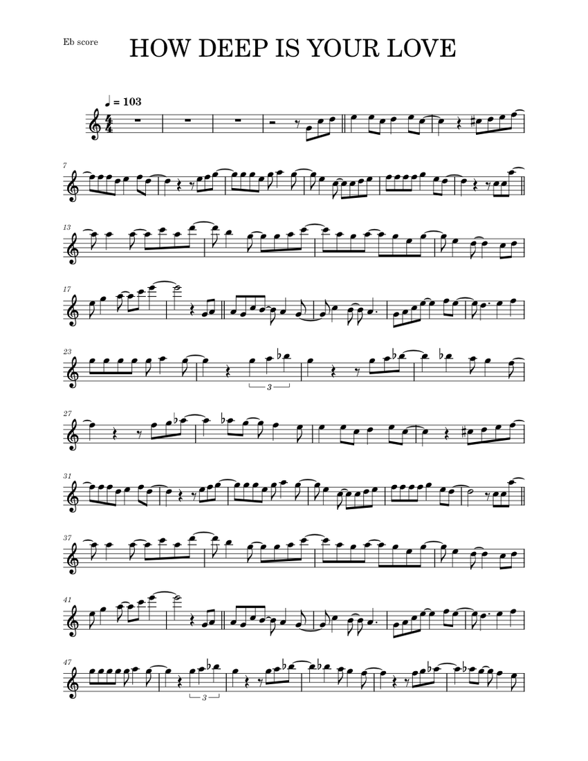 HOW DEEP IS YOUR LOVE (Alto Sax & Piano) Sheet music for Saxophone alto ...