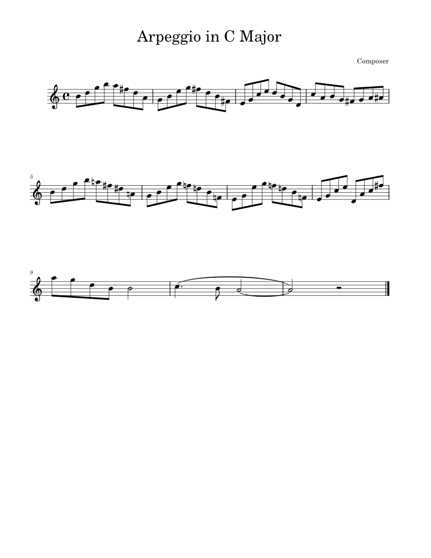 Arpeggio in C major Sheet Music for Piano (Solo) easy | MuseScore.com