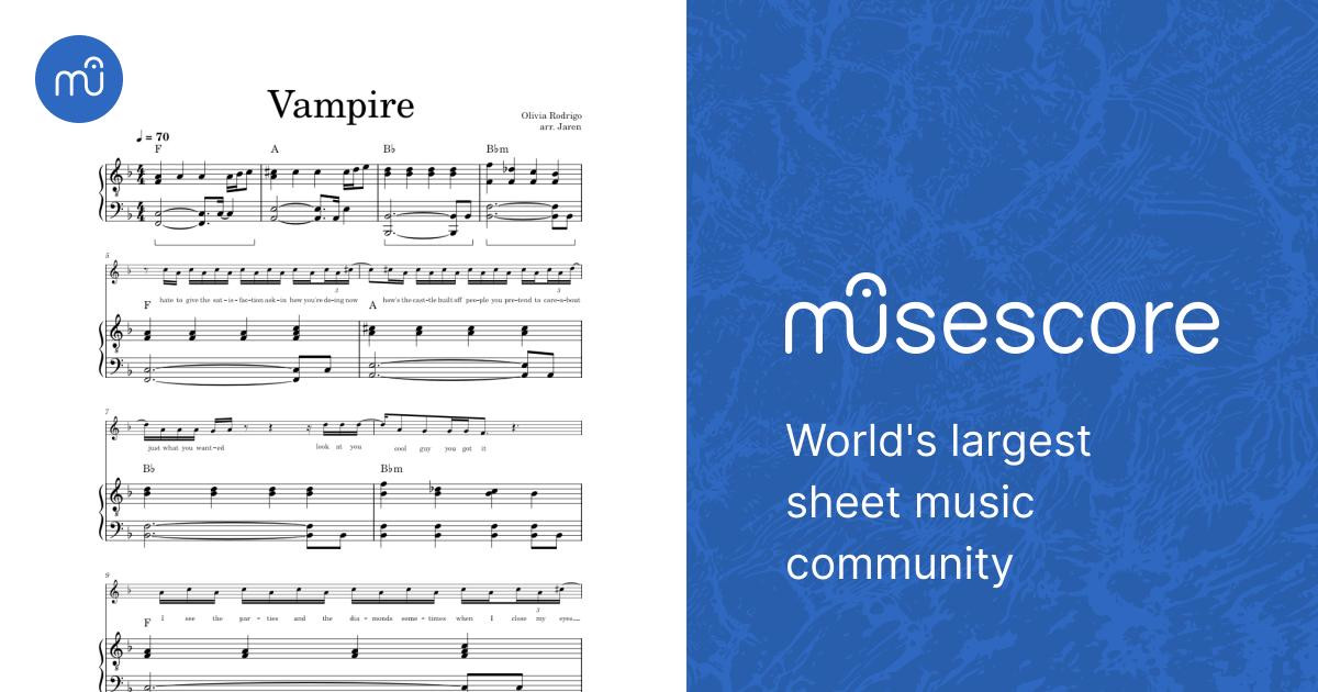 Olivia Rodrigo - Vampire Sheet Music with Chords for Piano, Synthesizer ...