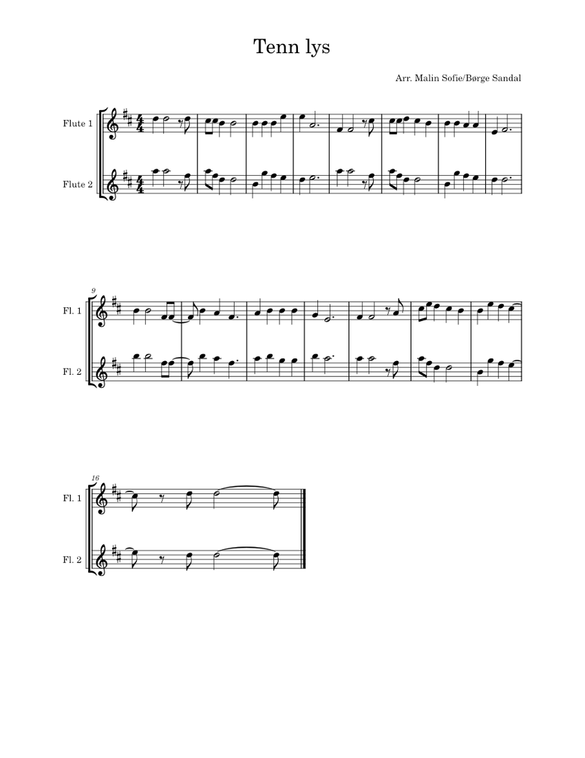 Tenn lys Sheet music for Flute (Woodwind Duet) | Musescore.com