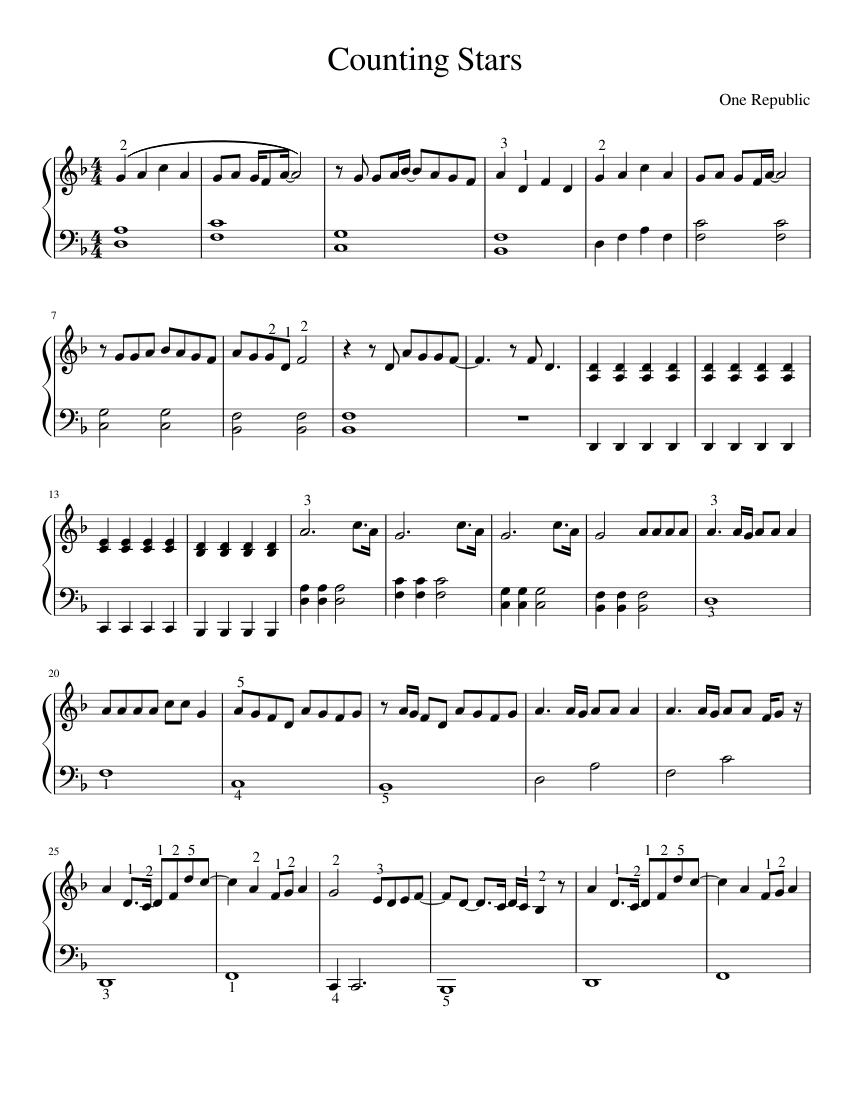 Counting Stars Sheet music for Piano (Solo) Easy | Musescore.com