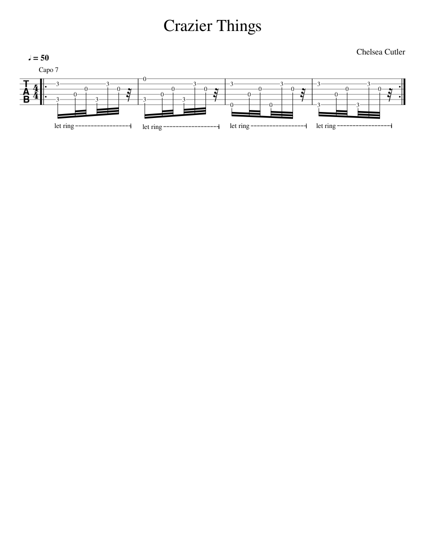 Crazier Things Sheet Music and Tab for Guitar (Solo) | MuseScore.com