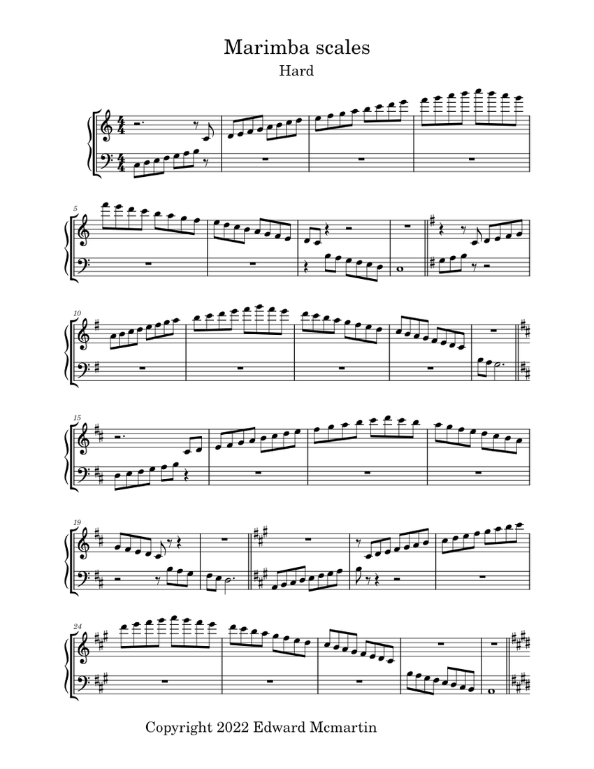 Marimba Scales Sheet Music for Marimba (Solo) | MuseScore.com