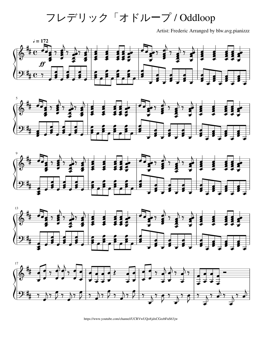 フレデリック「オドループ / Oddloop Sheet Music for Piano (Solo) | MuseScore.com