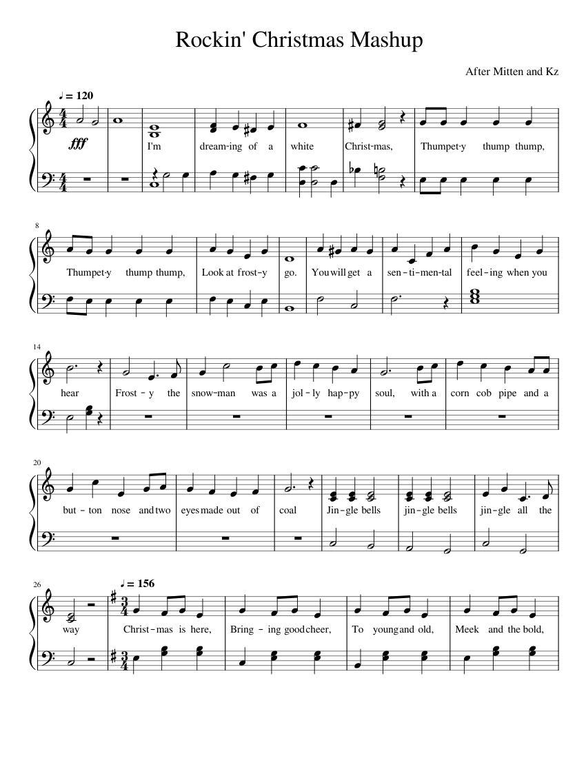 Rockin' Chirstmas Mashup Sheet music for Piano (Piano Duo) | Musescore.com