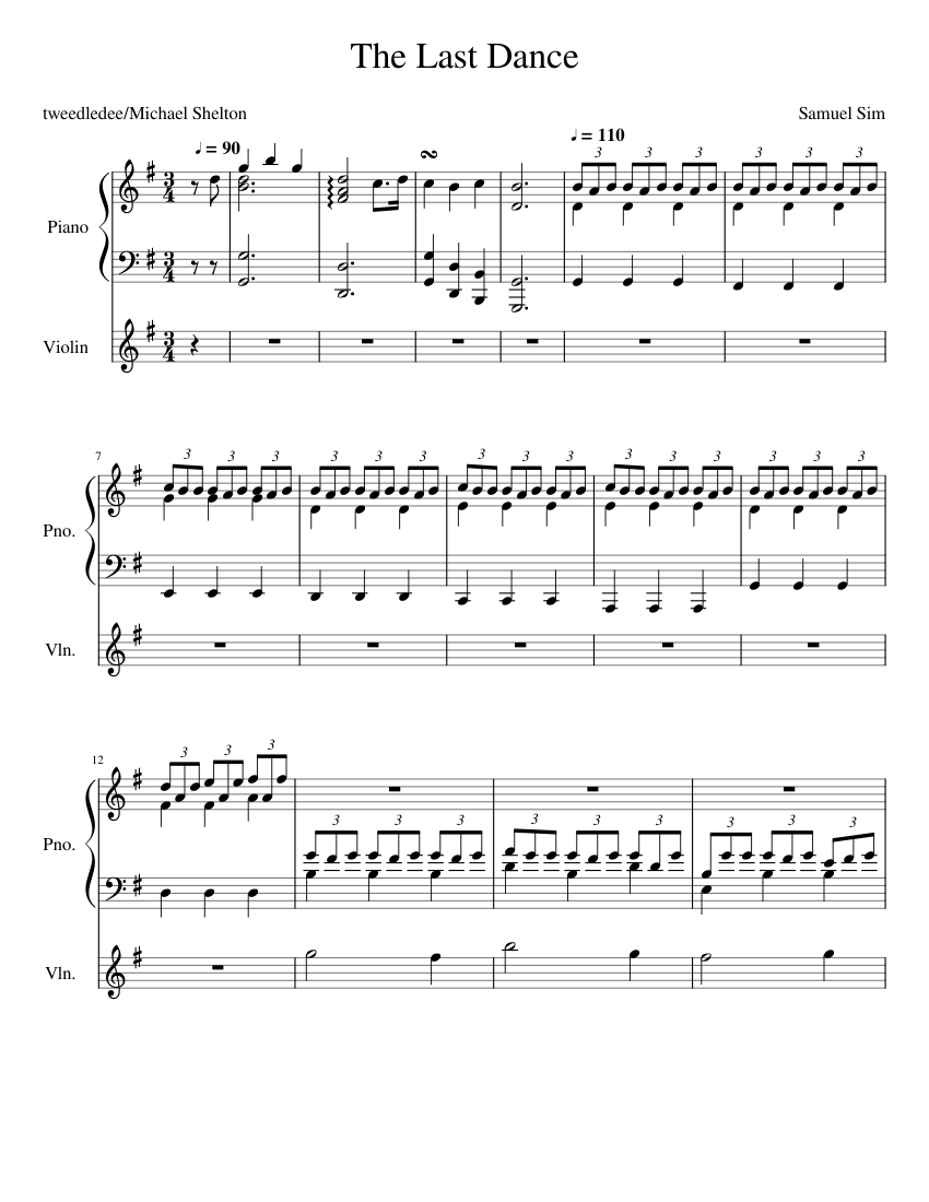 The_Last_Dance Sheet music for Piano, Violin (Solo) | Musescore.com