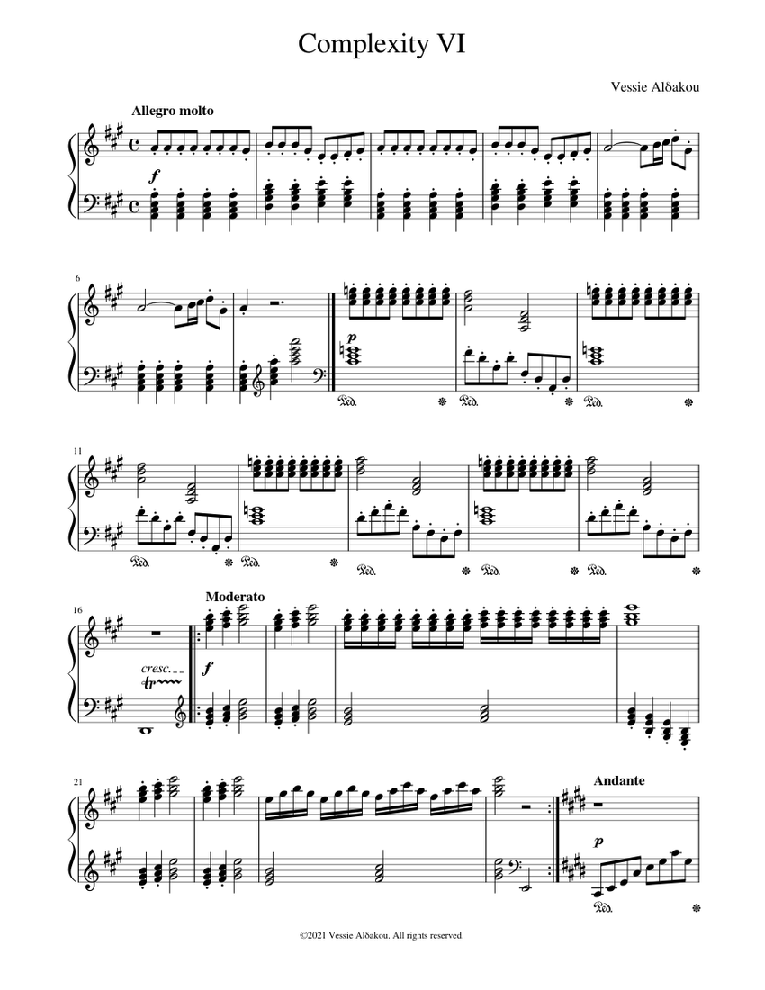 Complexity VI - Vessie Alδakou Sheet music for Piano (Solo) | Musescore.com