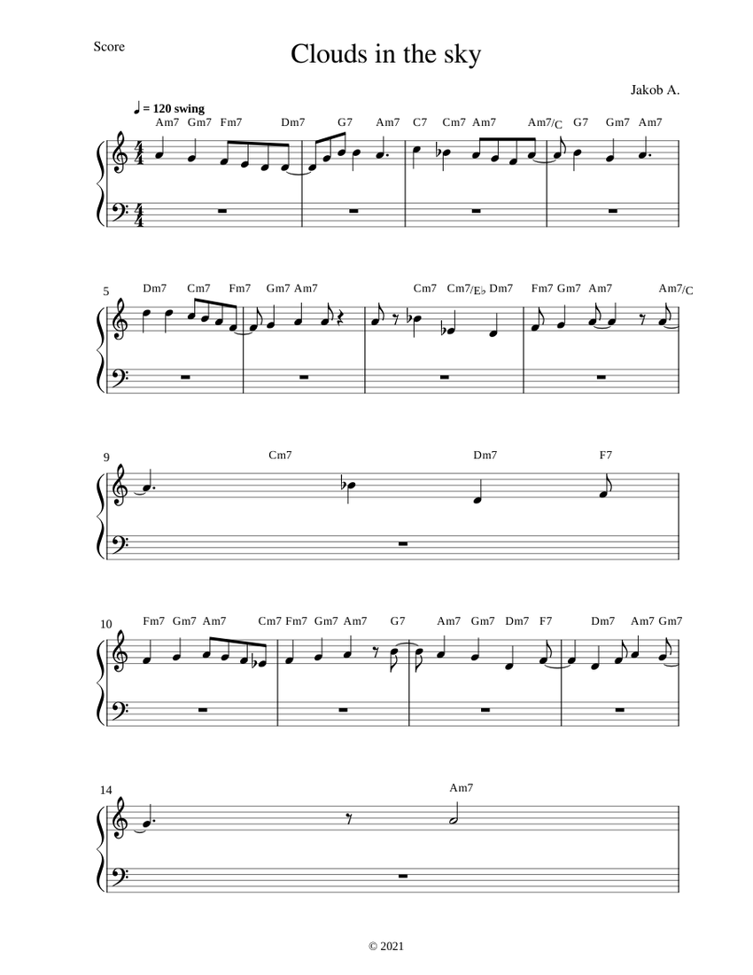 Clouds in the sky Sheet music for Piano (Solo) Easy | Musescore.com