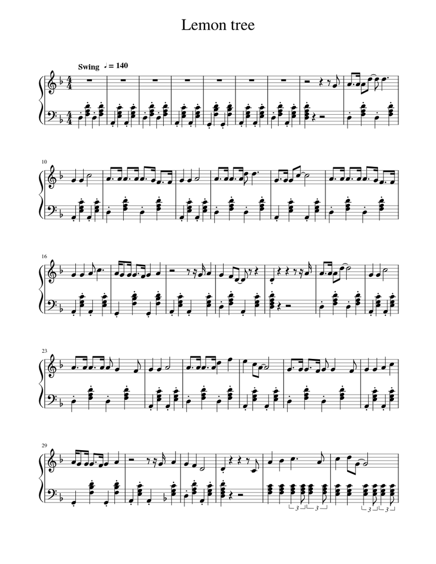 Lemon tree Sheet Music for Piano (Solo) | MuseScore.com