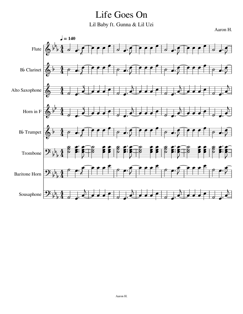Life_Goes_On Sheet Music for Trombone, Flute, Clarinet in b-flat ...