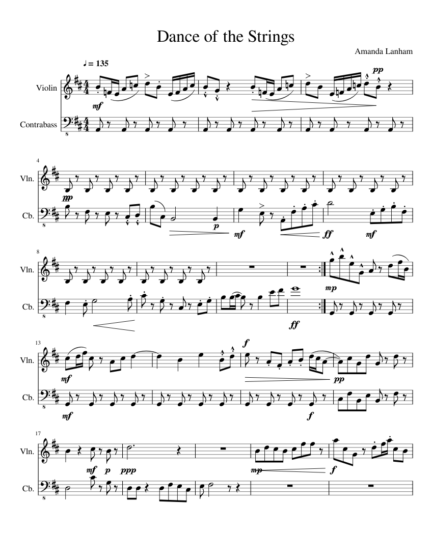 Dance of the Strings Sheet music for Contrabass, Violin (String Duet ...