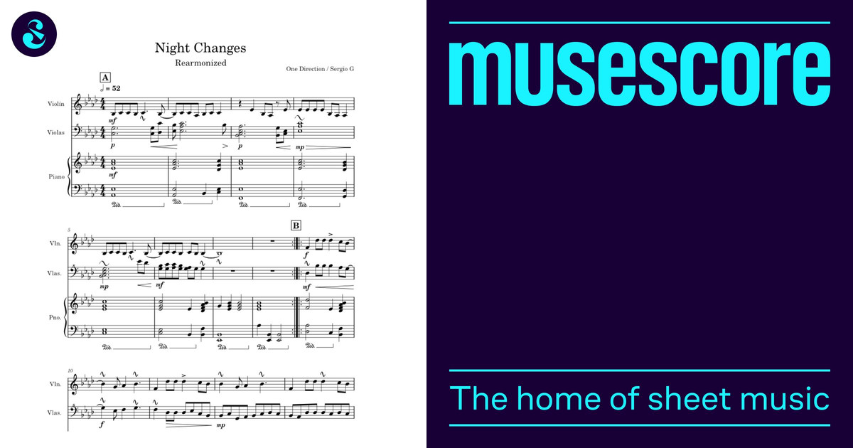 Night changes – One Direction Sheet Music for Piano, Violin, Strings ...