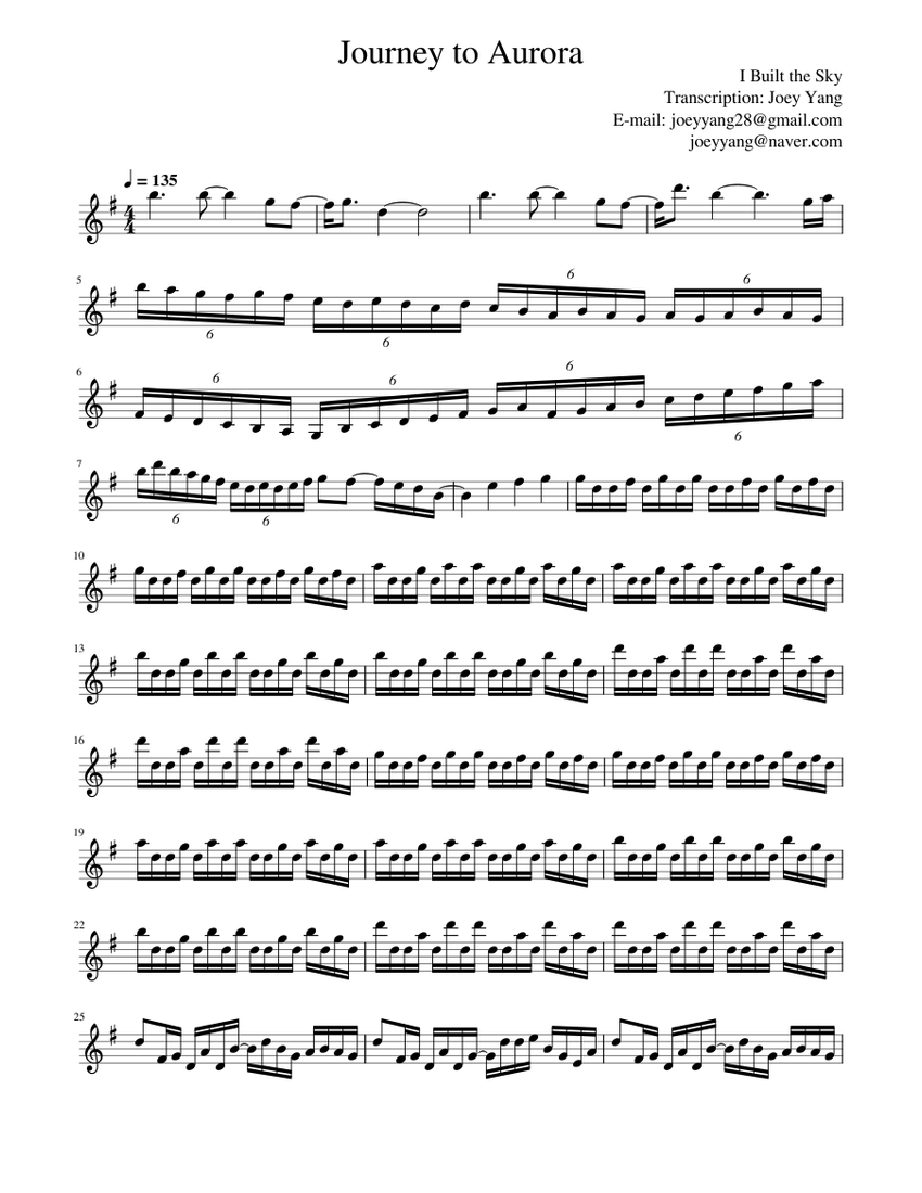 I Built the Sky - Journey to Aurora guitar outro part Sheet music for ...