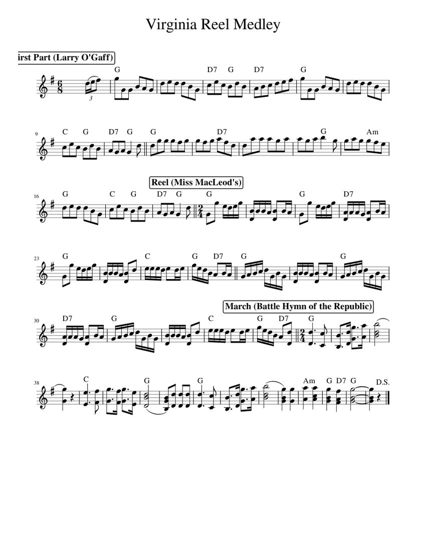 Virginia Reel Medley Sheet music for Piano (Solo) Easy | Musescore.com