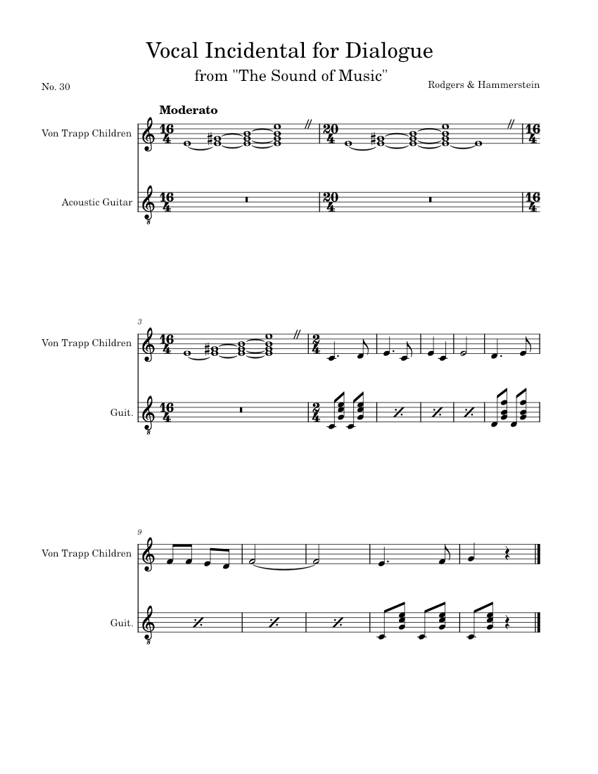 Vocal Incidental for Dialogue (Sound of Music) Sheet music for Vocals ...