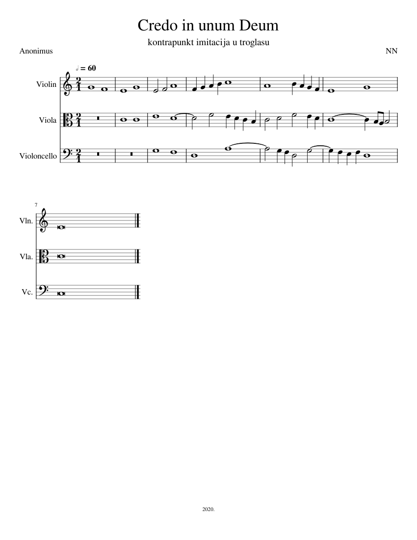 Credo in unum Deum Sheet music for Violin, Viola, Cello (String Trio ...