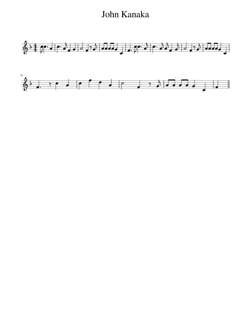 John Kanaka Sheet music for Piano (Solo) Easy | Musescore.com