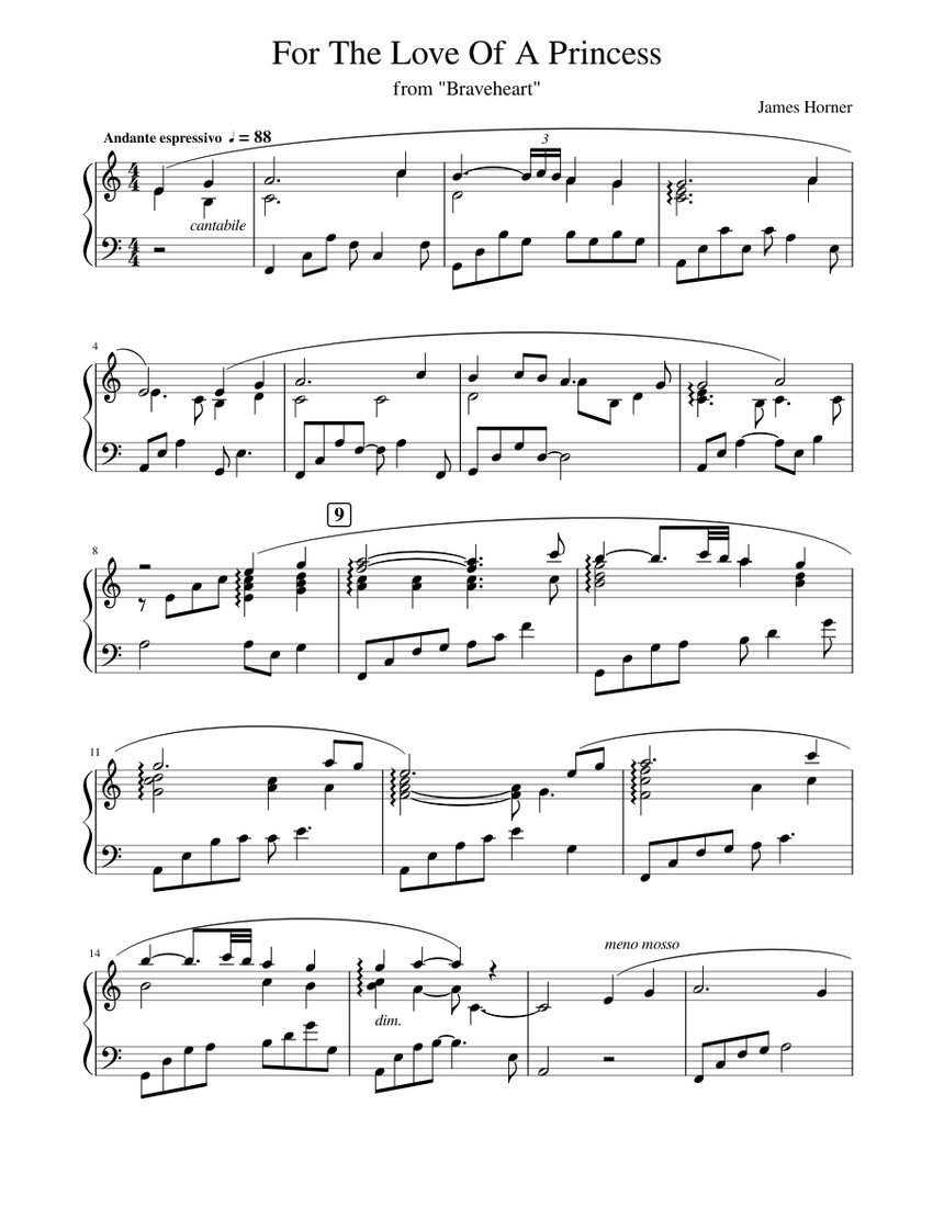 For_The_Love_Of_A_Princess Sheet music for Piano (Solo) | Musescore.com