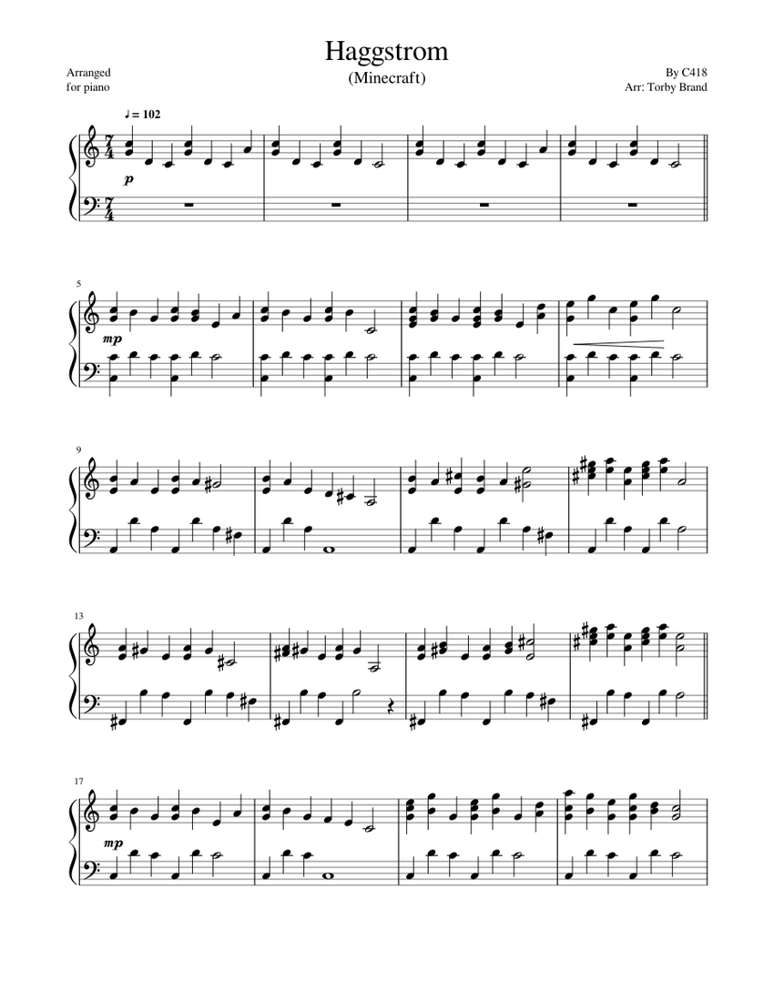 Haggstrom (Minecraft) Sheet music for Piano (Solo) | Musescore.com