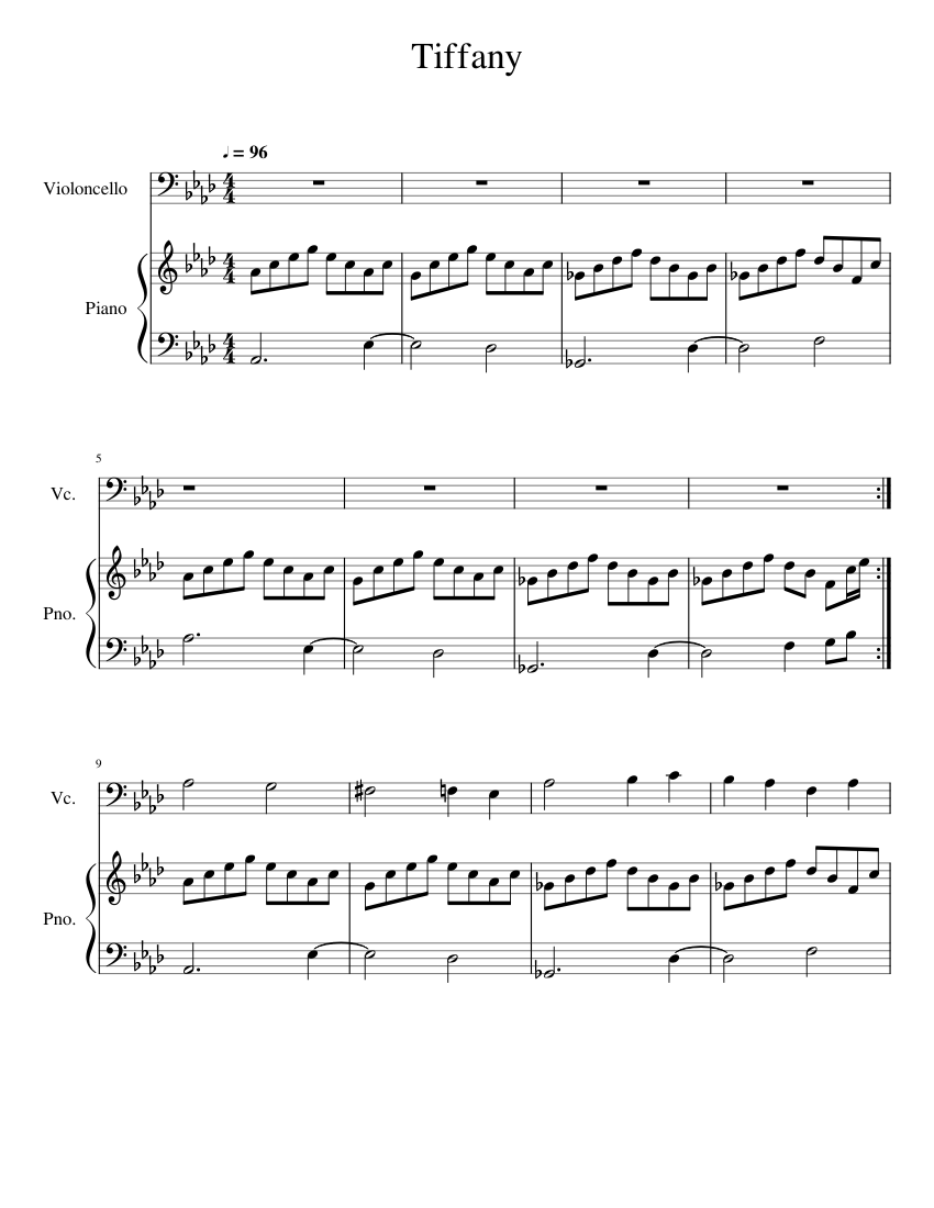 Tiffany Sheet music for Piano, Cello (Solo) | Musescore.com