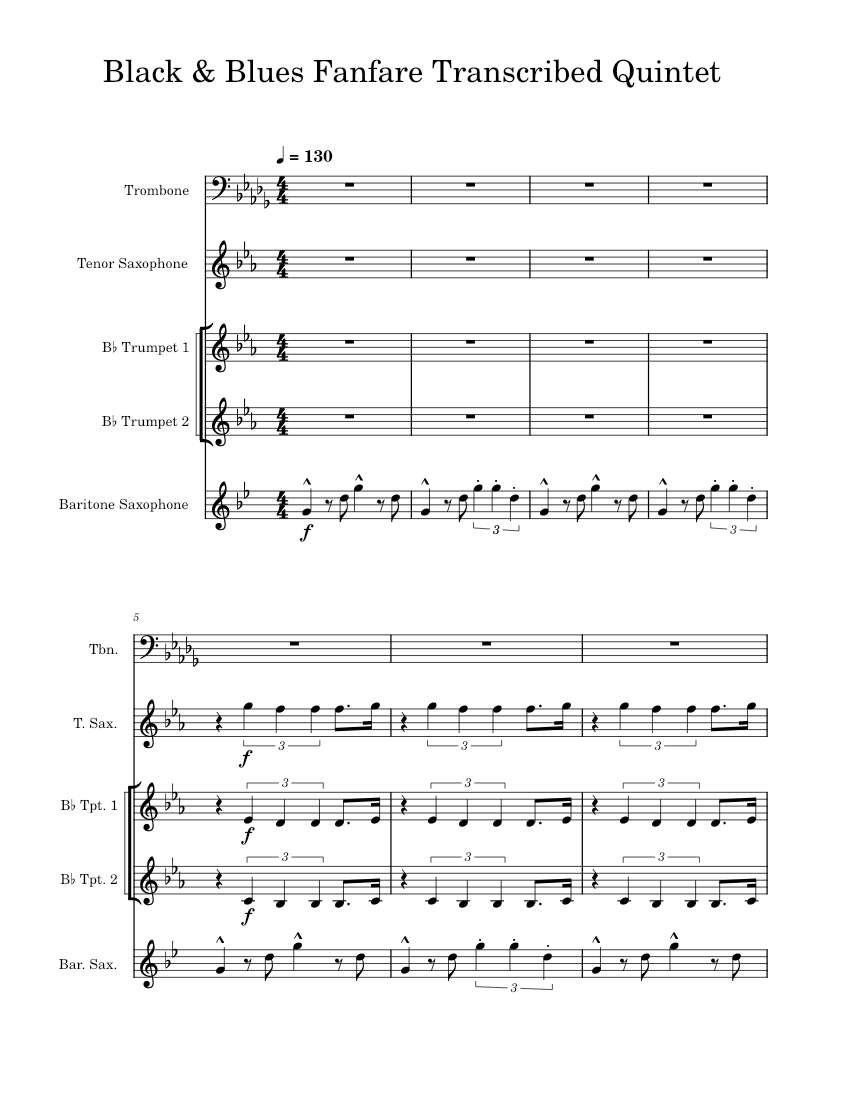 Black and Blues – Tom Canning Black_&_Blues_Fanfare_Transcribed_Quintet Sheet music for Trombone ...