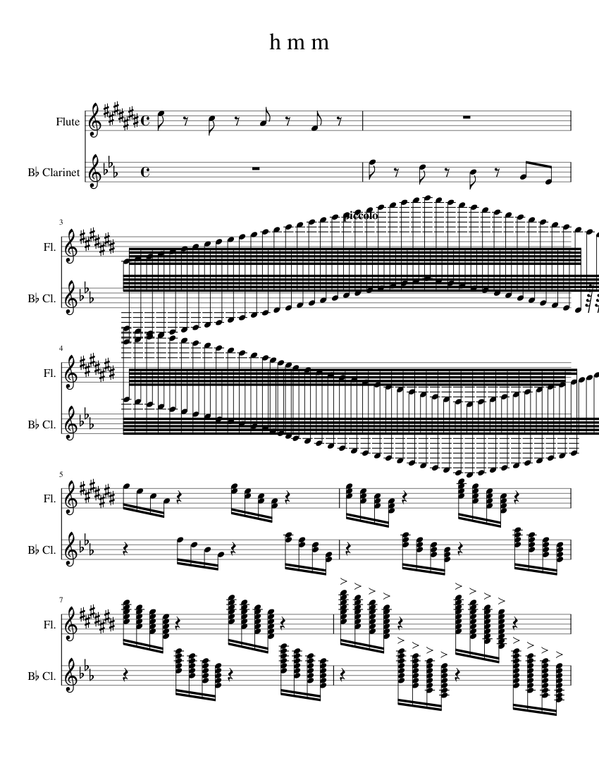 cursed (earrape warning) Sheet music for Flute, Clarinet in b-flat ...
