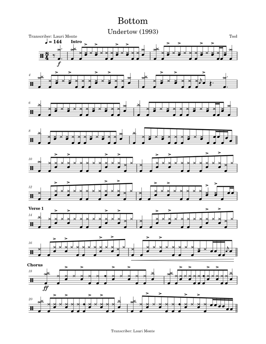 Bottom Sheet Music for Drum group (Solo) | MuseScore.com